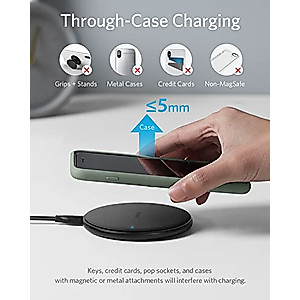 Anker Wireless Charger, 313 Wireless Charger (Pad), Qi-Certified 10W Max for iPhone 14/14 Pro/14 Pro Max/13/13 Pro Max, AirPods (No AC Adapter, Not Compatible with MagSafe Magnetic Charging)