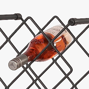 neatfreak Countertop Wine Rack with Shelf Freestanding Tabletop Wine Bottle Holder for Up to 10 Bottles - Matte Black Metal Frame with Maple Wood Tray for Wine Glass - 17.24 x 7.63 x 11.49 in