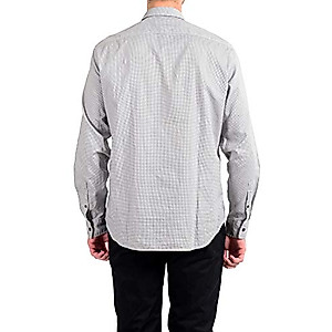 BURBERRY Men's Fred Houndstooth Long Sleeve Button Down Shirt US S IT 48 Gray/White