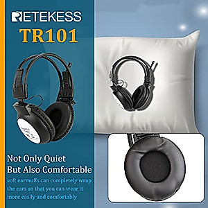 Retekess TR101 FM Radio Headphones, Headset for Mowing, Digital Wireless Radio for Mowing, Walking, Riding, Powered by AA Battery (Black)