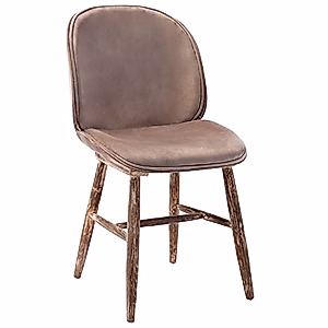DUOMAY Velvet Dining Room Chair, Modern Farmhouse Side Chair Makeup Vanity Chair with Back for Kitchen Dining Room Living Room, Wood Base, Grey