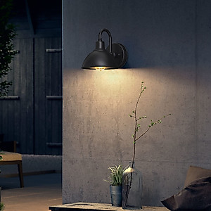 Naurham Barn Light Gooseneck Light- Small Farmhouse Outdoor Lighting, 1-Light Outdoor Gooseneck Lighting Farmhouse Wall Sconce for Patio Porch Garage (6.4" Diameter, 1pc)