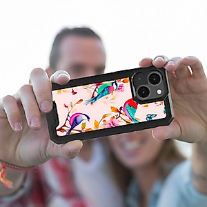 BPQOJB for iPhone 15 Case for iPhone 15 Phone Case with Birds on The Tree Pattern for Men Women Dual Layer Hybrid Hard PC Soft TPU Shock Proof Protective Phone Case for iPhone 15 6.1 inch 2023