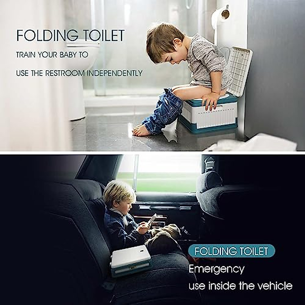 Foldable Potty, Portable Potty Seat For Toddler in Travel，Kids boys&Girls Training Toilet Seat, In Urgent Toilet, Moblie toilet in Car, For Camping, Outdoor, Indoor
