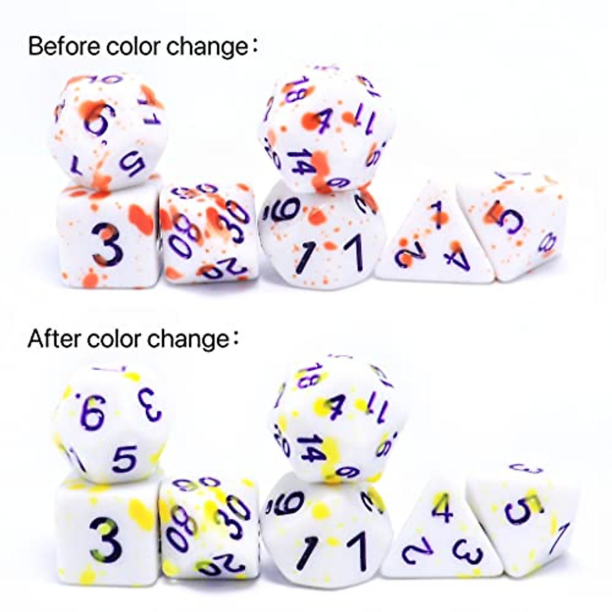 DND Game Dice Set Polyhedral - IDTQ Dungeons and Dragons Color Changes with Temperature Purple Red White Black Blue Yellow Green Dice Set RPG MTG Table Games 6sets D4 D6 D8 D10 D12 D20