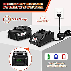 KEEPSOON Leaf Blower, Electric Leaf Blower Cordless with Powered Motor, 18V 2.0Ah Battery & Fast Charger, High/Low-Speed Handheld Battery Powered Blowers for Lawn Care Yard Work Around The House