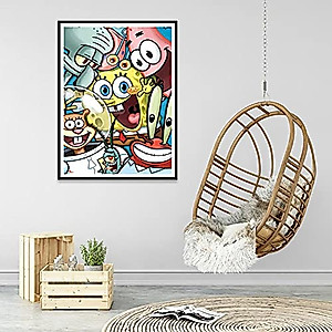 5D DIY Diamond Painting Kits for Adults, Cartoon Full Drill Round Crystal Rhinestone Embroidery Diamond Arts Craft Canvas Supply for Home Wall Deco (Sponge 12x16inch)