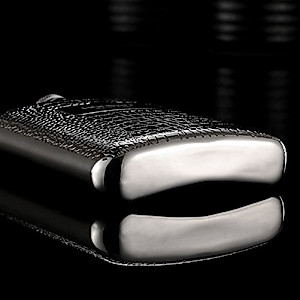 LANZON Hip Flask with Funnel, All 18/8 304 Food Grade Stainless Steel Curved Pocket Flask for Liquor | 6 OZ Capacity | Gift Boxed (Flower Pattern)