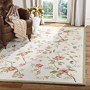 SAFAVIEH Chelsea Collection 3'9" x 5'9" Ivory HK263A Hand-Hooked French Country Wool Area Rug