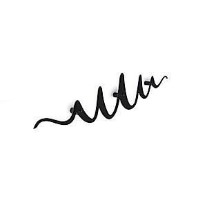 Signature Metal Wall Art for Entryway Clearance Zick Zack Coat Rack 5 Hooks Decorative Minimalist Design Housewarming Gift for Hanging Coats Hats Towels - Stainless Steel Matte Finish Waterproof