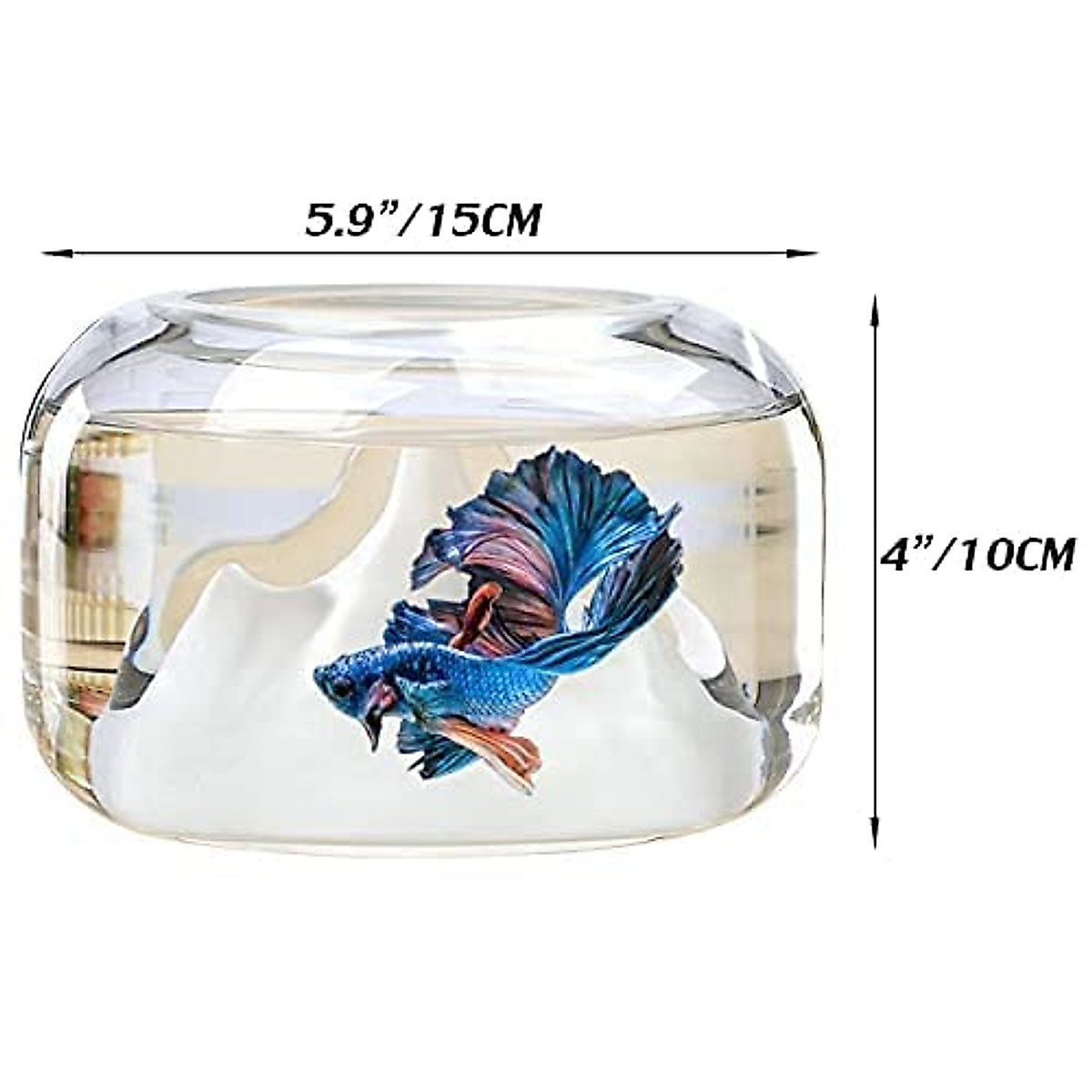 Glass Fishbowl Small Snow Mountain Goldfish Aquarium 5.9" Mini Fish Tank,Cool Design