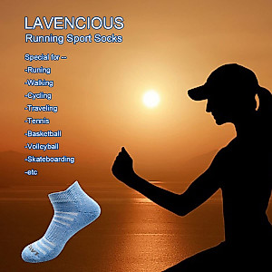 Lavencious Cushioned Low Cut Running Ankle Athletic Socks for Women, 6 Pairs, Sock Size 9-11, Shoe Size 6-10(Multi-Color)