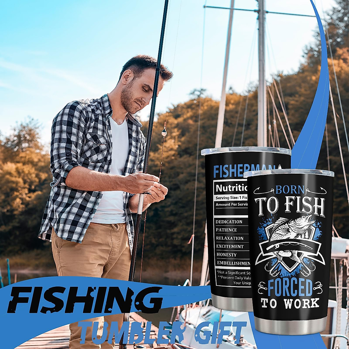 Pudmaple Fishing Gifts for Men, Unique Fishing Gifts for Dad/Grandpa/Boys, Gifts for Fisherman, Dad/Papa Fishing Gift, Fisherman Gifts, Birthday Gift for Mens Who Love to Fish, Fish Gifts Tumbler 20oz