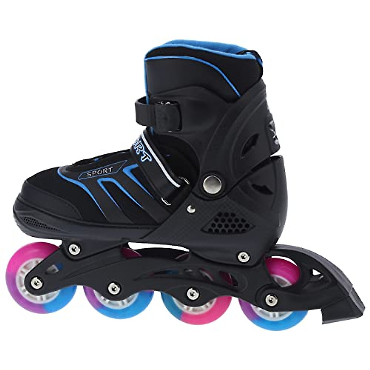 Zerone Roller Skates, Children Adjustable Roller Skates Colorful Stable Wheel Inline Skates for Girls Boys Outdoor Use, Triple Protection S/M/L(S-Blue)
