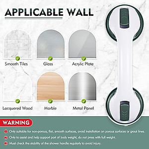 Grab Bars for Bathtubs and Showers, Strong Hold Suction Cup Handle (2 Pack) - Green