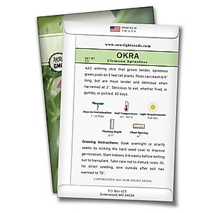 Sow Right Seeds - Okra Seed Collection for Planting - Burgundy, Clemson, and Emerald Varieties Non-GMO Heirloom Packet with Instructions to Plant a Home Vegetable Garden - Great Gardening Gift