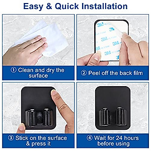 YuGtcen Broom Holder Wall Mount 5 pcs, Self Adhesive Broom Holder Broom Gripper Super Anti-Slip Mop and Broom Organizer Wall Hanging, 304 Stainless Steel Broom Hanger for Bathroom, Kitchen, Garage