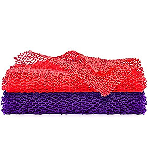 2 Pieces African Net Sponge Exfoliating Net African Body Scrubber Bath Rag Washcloth Towel Shower Body Back Scrubber Skin Smoother for Daily Use or Stocking Stuffer (Purple, Rose Pink)