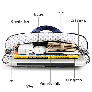 Laptop Bag for Women 15.6-Inch Carrying - Computer Bag Laptop Case Shoulder Slim Work Travel (Blue)