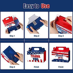 Pasimy 24 Pcs Patriotic Gift Boxes Veterans Thank You Party Favor Boxes Small Red White Blue Candy Treat Goodie Boxes Usa Flag Veterans Boxes for Veterans Day Party Supplies Memorial Independence