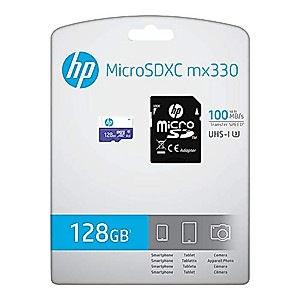 HP 128GB mx330 Class 10 U3 microSDXC Flash Memory Card - 100MB/s, Class 10, U3, 4K UHD, Full HD, UHS-I, Micro SD