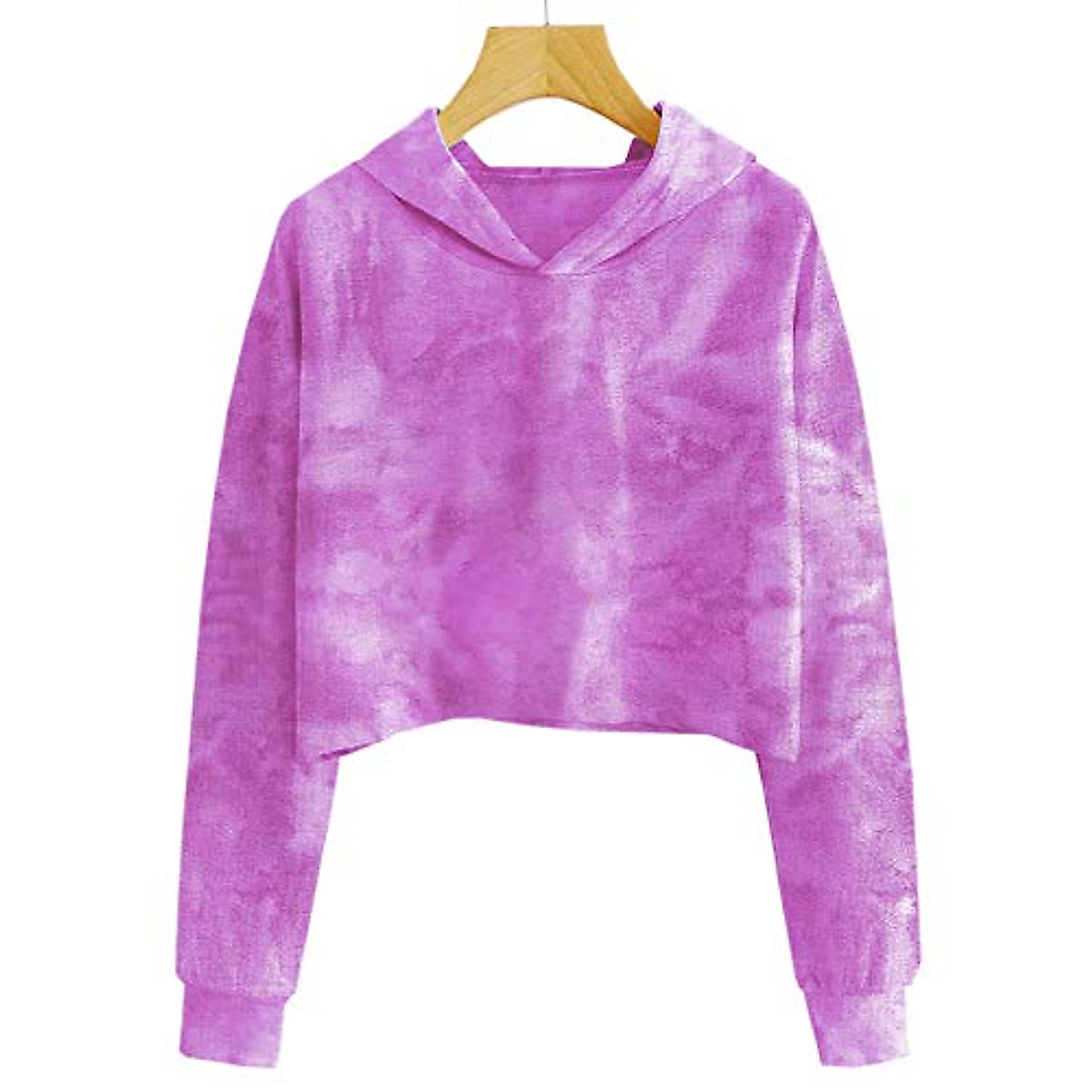 Geckatte Girls Cute Crop Tops Tie Dye Hoodies Long Sleeve Casual Sweatshirts 3-12 Yrs Purple
