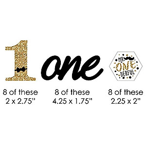 Big Dot of Happiness 1st Birthday Little Mr. Onederful - Paper Straw Decor - Boy First Birthday Party Striped Decorative Straws - Set of 24