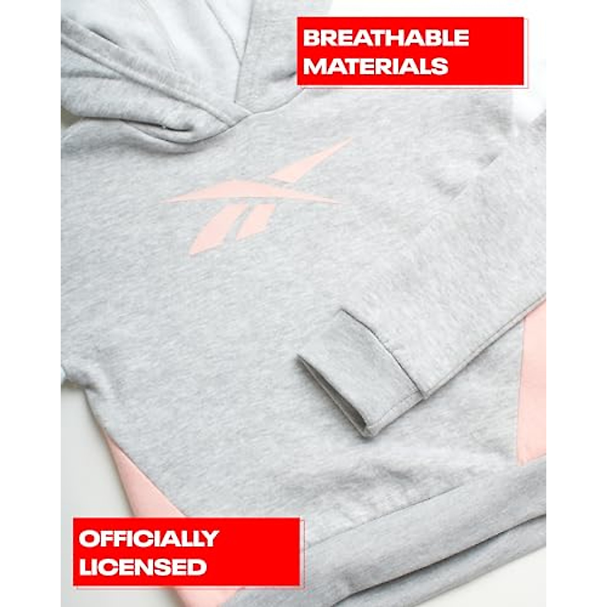 Reebok Baby Girls' Pants Set - 3 Piece Fleece Lined Sweatshirt, Graphic Tee and Jogger Pants for Infant and Toddler (12M-6X), Size 3T, Light Grey Heather