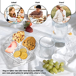 ISUSSER 20 Pack Clear Bento Snack Food Containers, 4 Compartment Meal Prep Containers with Lids for School and Work (clear)