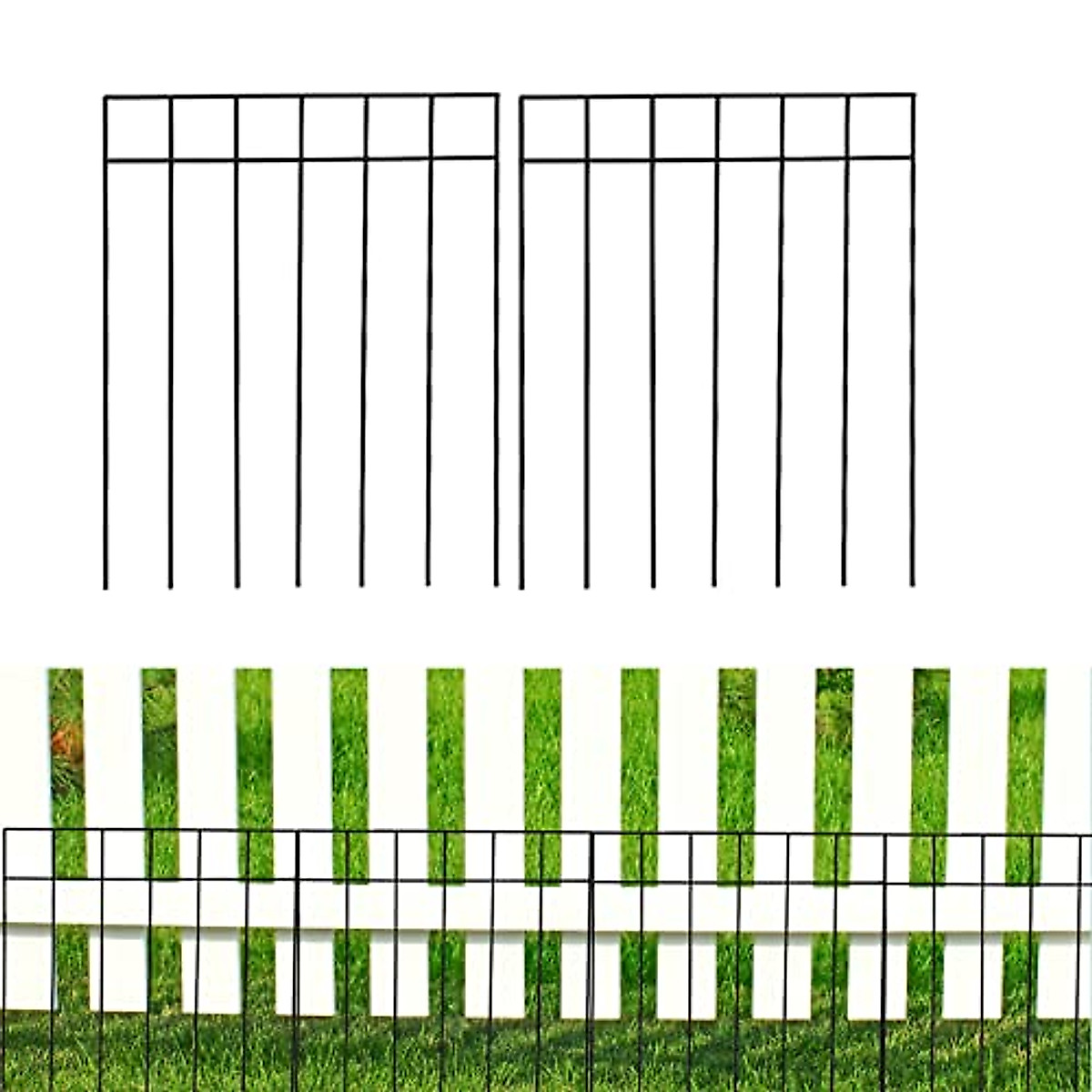 10 Pack Animal Barrier Fence- 17 in (H) × 10.8 Ft (L) Firm No Dig Fence Defence Rustproof Metal Dog Rabbits Fence Blocker with Cable Zip Ties for Outdoor Garden Patio