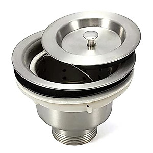 Hyuoile Kitchen Sink Drain Assembly, 3-1/2 Inch Sink Drain Strainer Kit with Removable Strainer Basket with Sink Stopper/Sealing Lid, Stainless Steel Standard Sink Drain Hole for Home, Kitchen