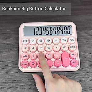 Calculators, Benkaim Desk Calculator,Basic Standard Calculator,12 Digit Large LCD Display Big Button Calculator for School, Home & Business Use(Beige)