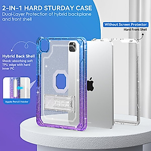 ZoneFoker for iPad Pro 12.9 Case 6th/5th/4th/3rd Generation 2022/2021/2020/2018, 12.9 Inch iPad Pro Case Cover with Pencil Holder, Sturdy Lightweight with Kickstand for Kids Girls, Blue Purple