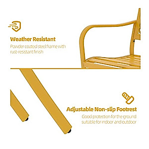 Grand patio Outdoor Bench Garden Bench with Armrests Steel Metal Bench for Outdoors Lawn Yard Porch Sunflower Yellow