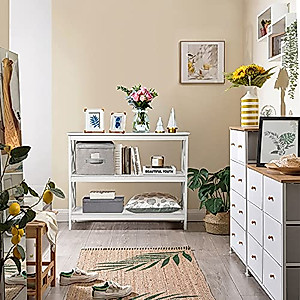 Giantex 3-Tier Narrow Console Table, Rustic Sofa Table with Storage Shelf, X-Design Bookshelf, Skinny Foyer Table, Behind Couch Table, Entryway Table for Hallway Living Room, Entry Table, White