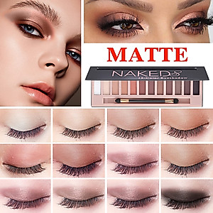BKPPLZP Matte 12 Colors Makeup Naked Eyeshadow Palette,Nude Matte Eyeshadow Palette,Natural Pigment Eye Shadow Pallete Set Long Lasting & Waterproof Smokey Eye Professional Beauty Makeup Kit