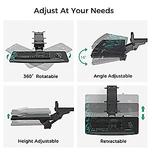 EUREKA ERGONOMIC Height Adjustable Mouse & Keyboard Tray Under Desk with Height Adjustable Computer Tower Stand for Home Office Gaming