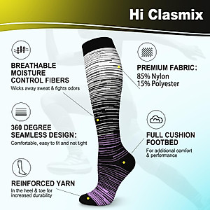 5 Pairs Graduated Compression Socks for Women&Men 20-30mmhg Knee High Socks Compression Stockings Athletic Socks(Multicoloured 1, Large/X-Large(US SIZE))