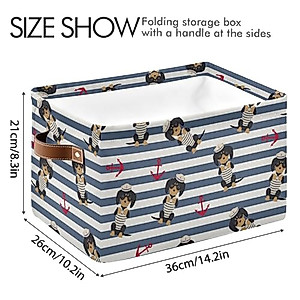 Dachshund Puppy Storage Basket Bins Decorative Toy Laundry Basket Organization with Handles for Home Boys Girls Office Closet Shelf Nursery Baskets,2 pcs