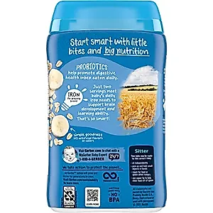 Gerber Cereal for Baby 2nd Foods Cereal, Probiotic Oatmeal Banana Cereal, Made with Whole Grains, Real Fruit & Probiotics, 8-Ounce Canister (Pack of 10)