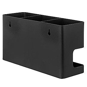 MyGift Wall Mounted Modern Black Metal Hair Tools Organizer with 3 Slots, Salon Styling Accessories Holder Rack for Blow Dryer Straightener Curling Iron