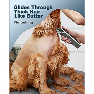 oneisall Dog Clippers for Grooming for Thick Heavy Coats/Low Noise Dog Grooming Kit/Rechargeable Cordless Pet Shaver with Stainless Steel Blade/Waterproof Dog Shaver for Dogs Pets and Animals Sliver