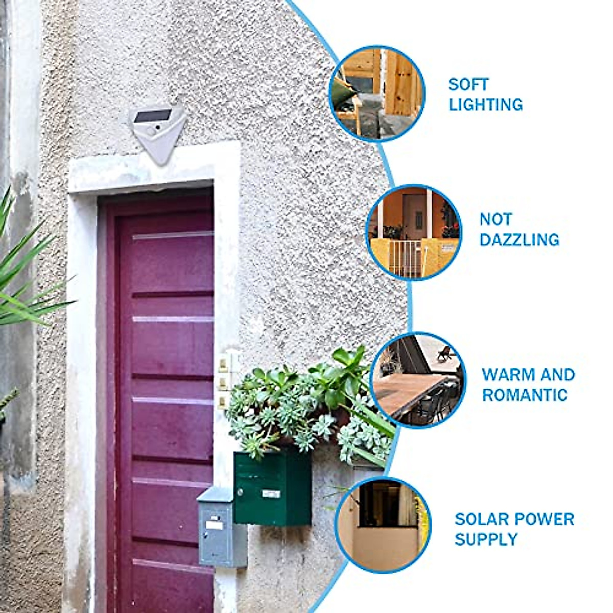 balacoo LED Solar Induction Light Human Body Inductive Wall Street Lamp Outdoor Security Landscape Lantern for Patio Stairs Garden Pathway Home Light