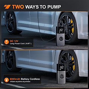 Nilight Tire Inflator Portable Air Compressor Rechargeable 12VDC 150PSI Cordless Battery Cigarette Powered 2X Faster Inflation Air Pump w/Digital Pressure Gauge for Car Motorcycle