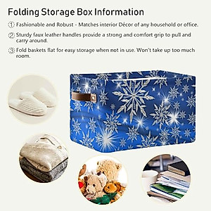 Snowflakes Christmas Storage Basket Bins Foldable Laundry Hamper Toy Storage Bins Box Organizer for Home Boys Girls Office Closet Shelf Nursery Baskets,1 pcs