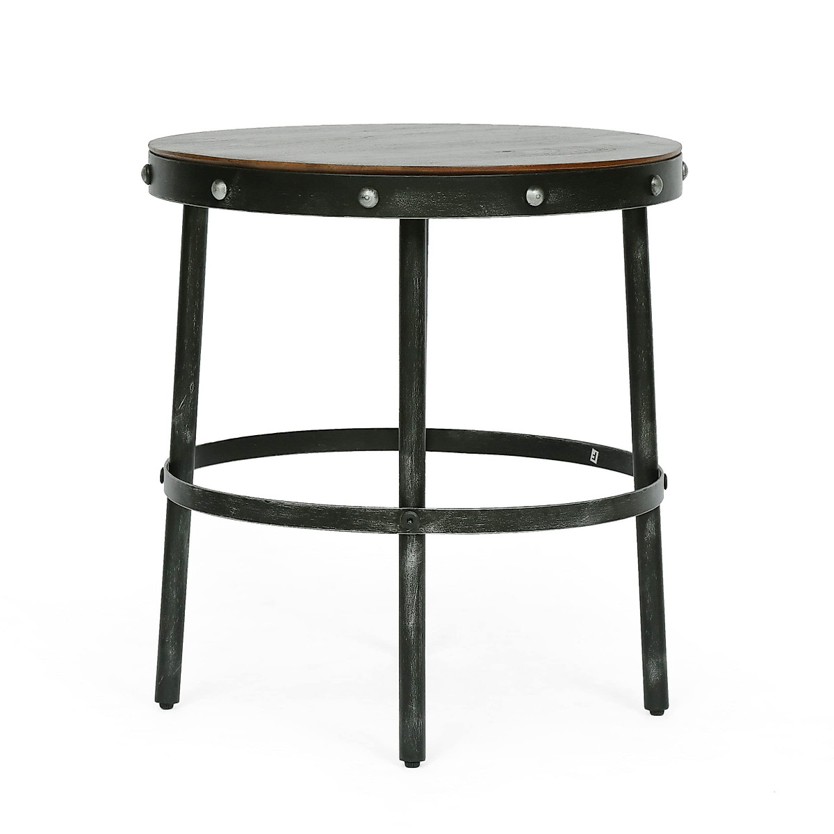 Christopher Knight Home Rivet Side Table, Anitique Gunmetal + Brown Wash