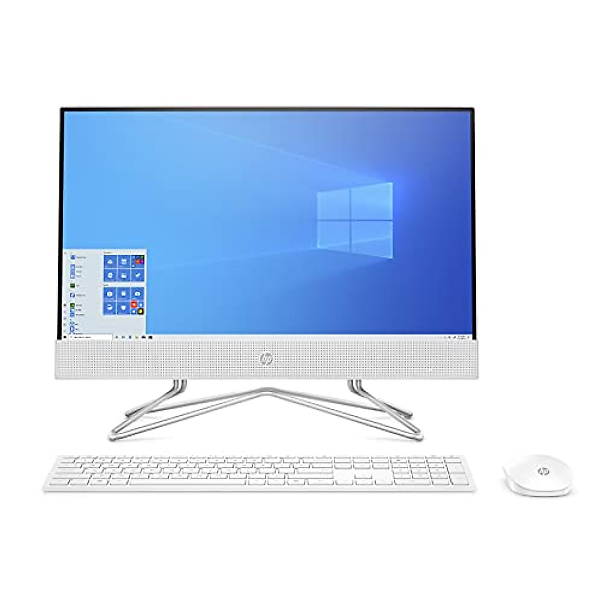 HP 21.5" All-in-One Desktop, AMD Athlon Silver 3050U Processor, AMD Radeon Graphics, 4 GB RAM, 128 GB Storage, Windows 10 Home (22-dd0110, 2021), Snow white