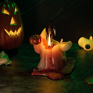 GUTE Ghost Skeleton Blood Candles - Bleeding Dripping Red Wax, Skeleton Skull Candle, Magic Skulls Gothic Spooky Candlestick Spooky Ghost Bar Decoration, Bleeding Candle (Ghost 1 Piece)