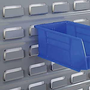 Wall Bin Rack Panel with (32) Blue Bins, 36x7x19