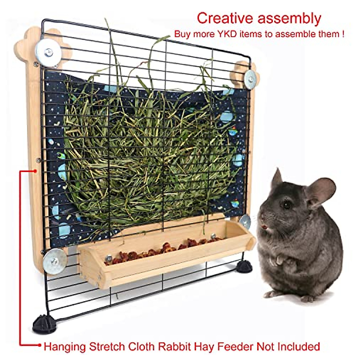 Natural Bamboo Small Animal Feeder Box, Hanging Rabbit Food Bowl, Chinchilla Cage Feeder Bowl, Feed Box for Chinchilla, Guinea Pig, Rabbit